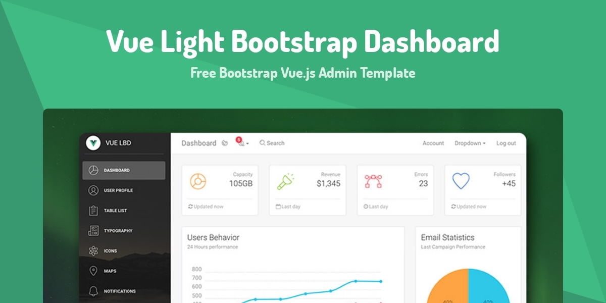Vue Light Bootstrap Dashboard Free Bootstrap Vuejs Admin Template Made With Vuejs